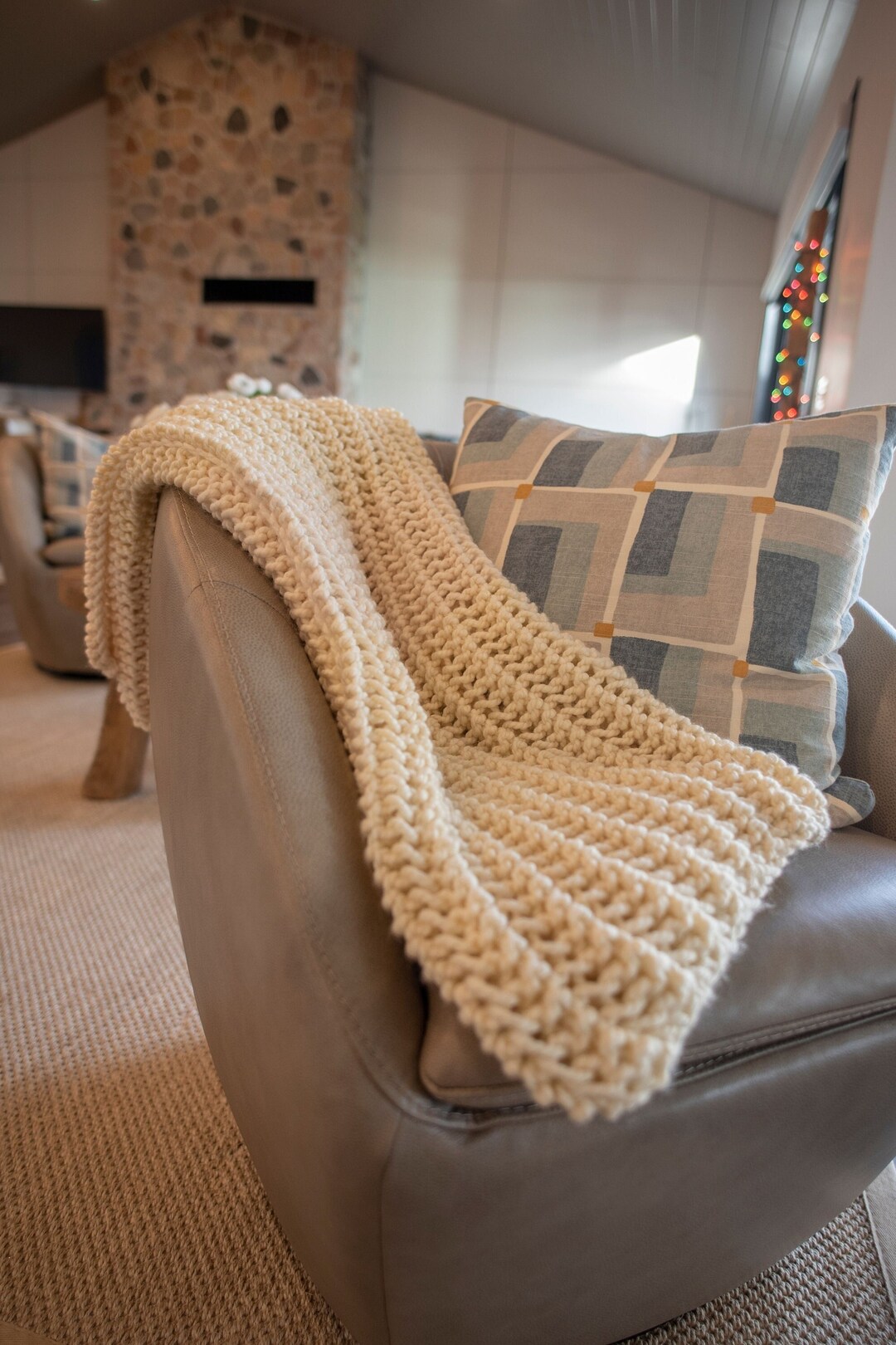 KNIT PATTERN Chunky Ripple Blanket Knit Farmhouse Blanket - Etsy