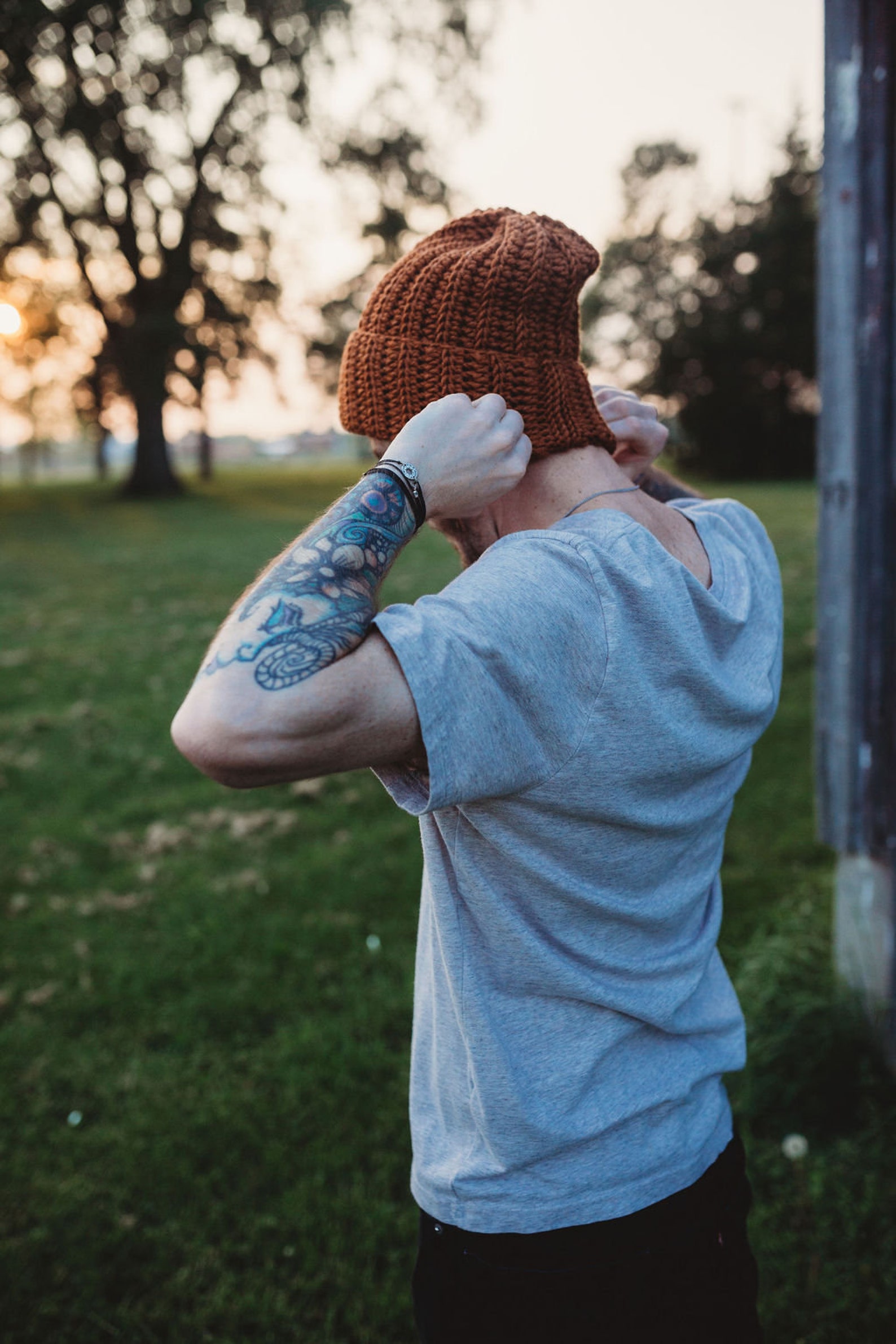 Chunky Knit Fold-over Beanie Hat/cuffed Beanie/handmade Slouchy Beanie ...