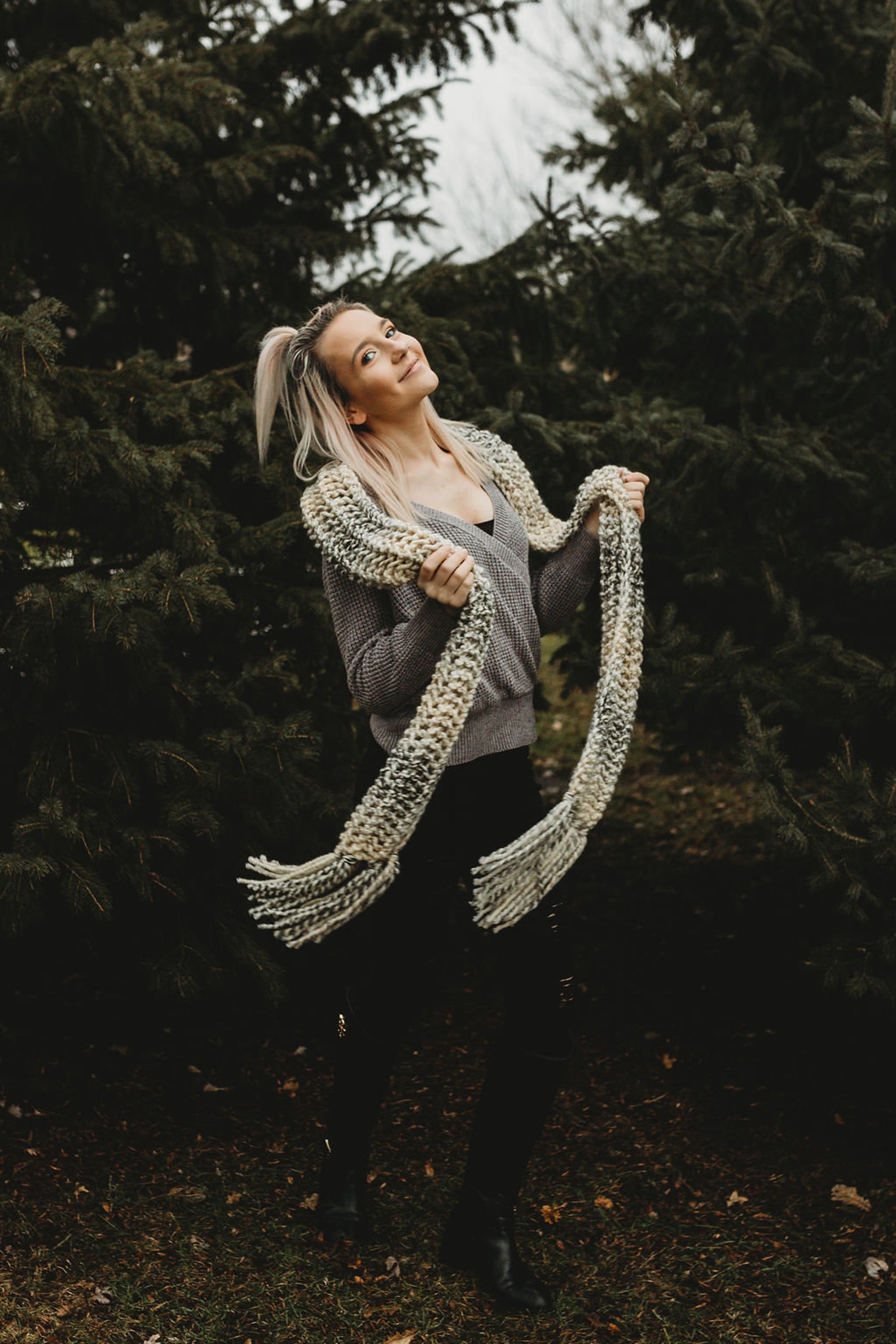 Chunky Knit Scarf Soft Giant Scarf Open Ended Scarf | Etsy