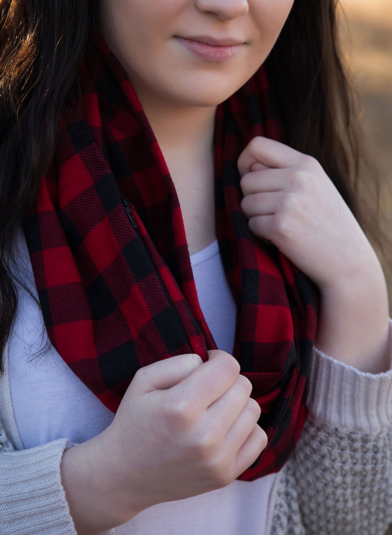 Flannel Infinity Scarf Infinity Scarf With Hidden Pocket - Etsy