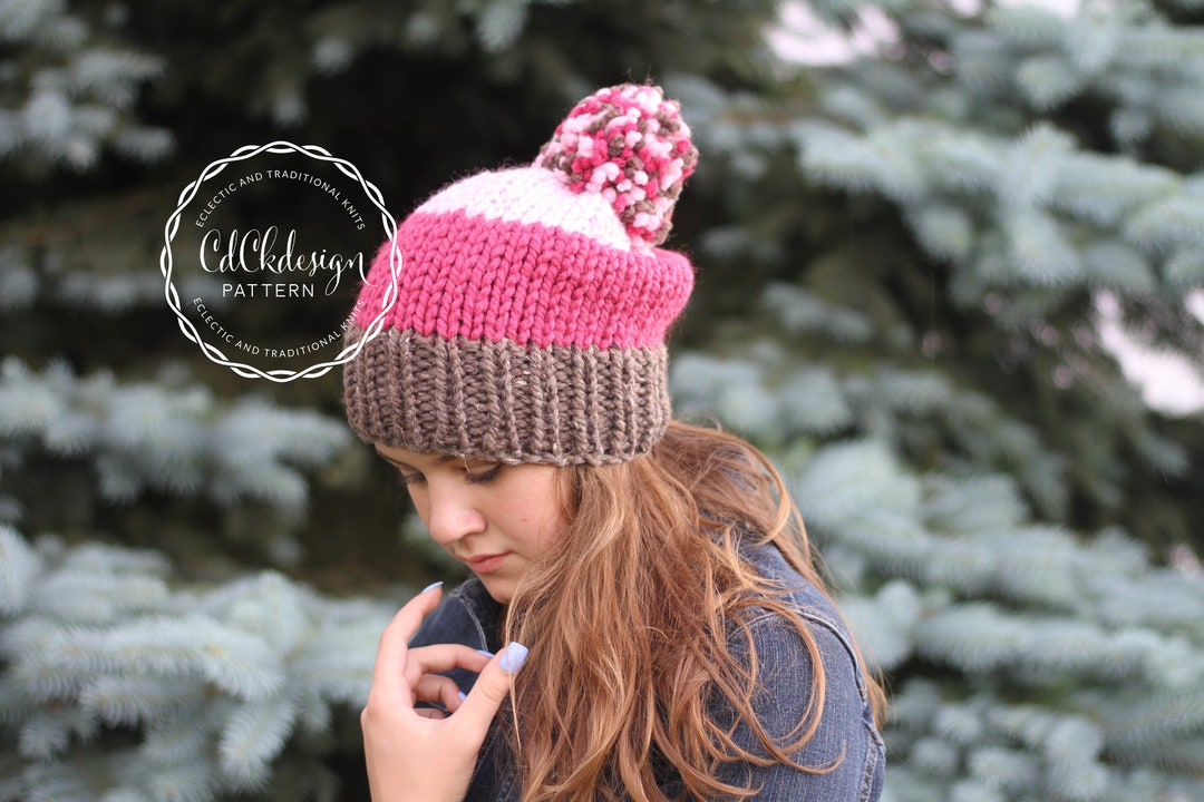 Knitting Pattern / Chunky Knit Hat / Ribbed Knit Toque Beanie Hat ...