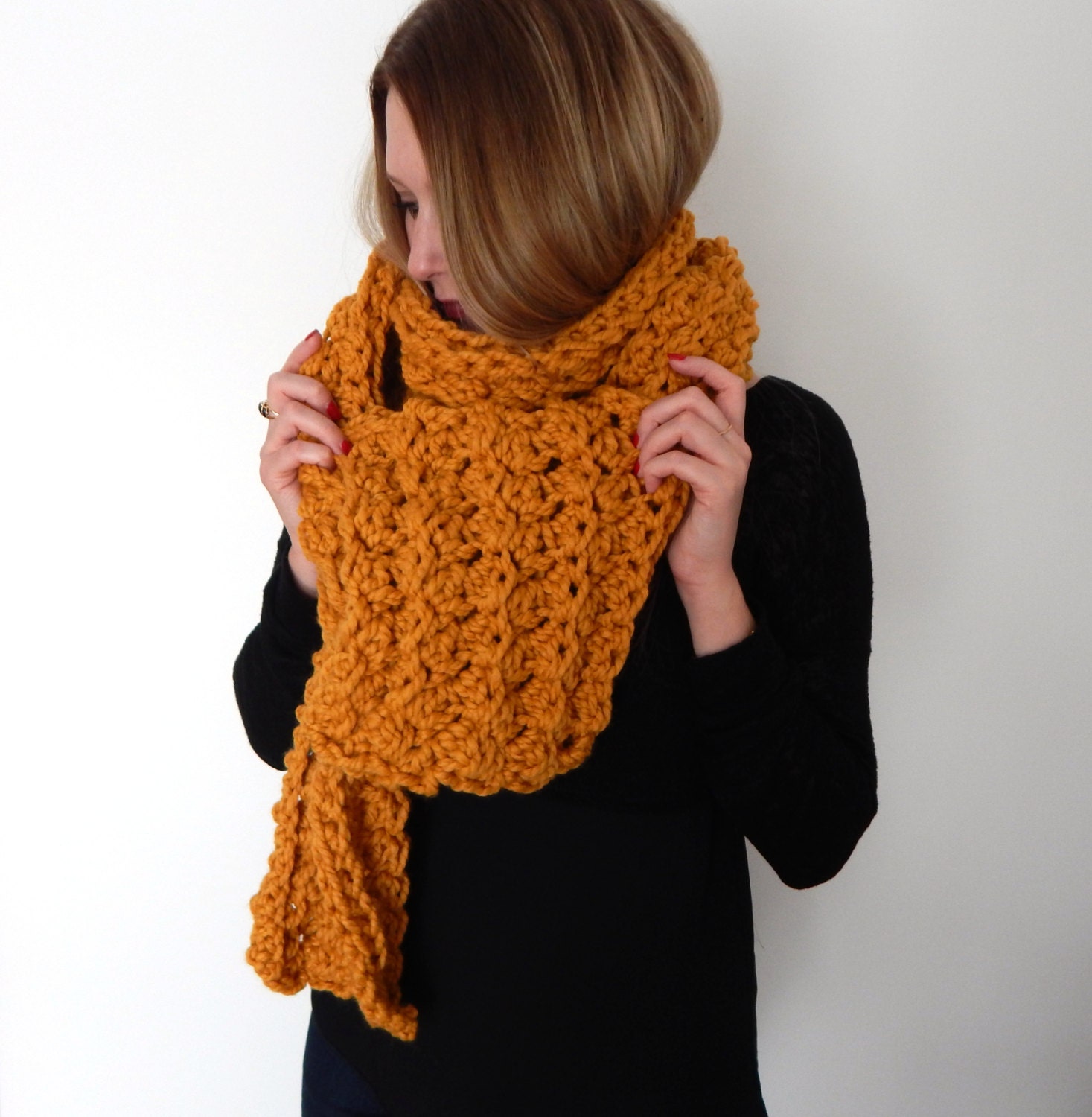 PATTERN Chunky Crochet Scarf Giant Scarf Open Ended Scarf | Etsy