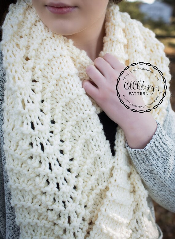 Knitting Pattern/The Glacial/Knit Scarf/Lacey Textured | Etsy