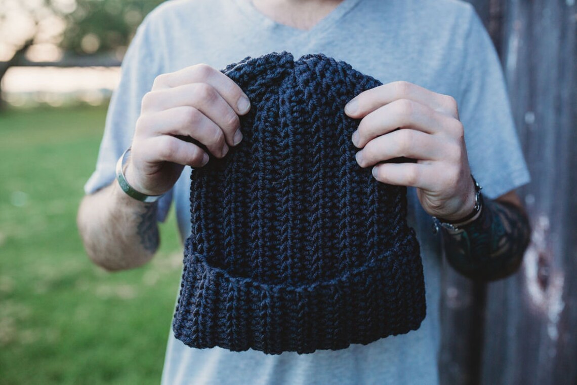 Chunky Knit Fold-Over Beanie Hat/Cuffed Beanie/Handmade | Etsy