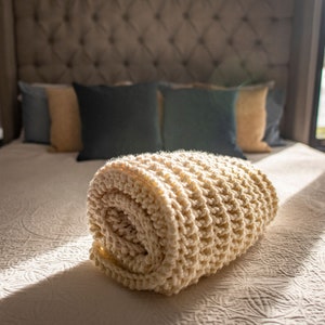 KNIT PATTERN Chunky Ripple Blanket - Knit Farmhouse Blanket - Textured ...