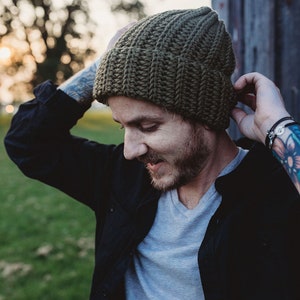 Chunky Knit Fold-over Beanie Hat/cuffed Beanie/handmade Slouchy Beanie ...