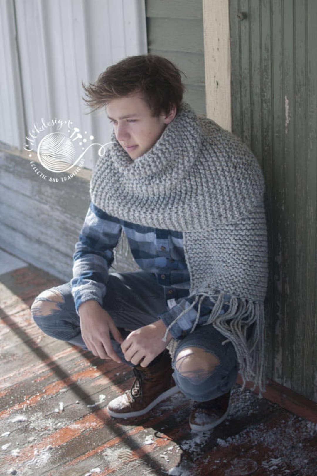 Blanket Scarf Giant Oversized Scarf Mens Chunky Wool Scarf Guys Chunky ...