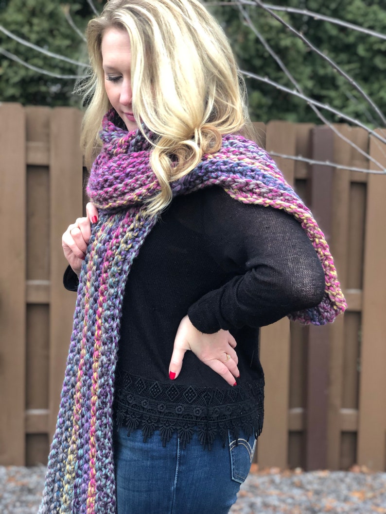 PATTERN Chunky Crochet Scarf - Giant Scarf - Open Ended Scarf - Chunky ...