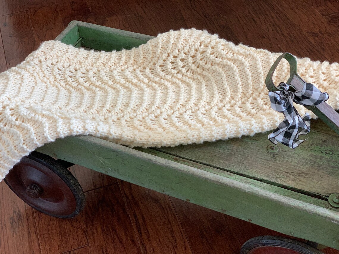 Knitting Pattern Chunky Knit Blanket //the Wave// Chunky | Etsy