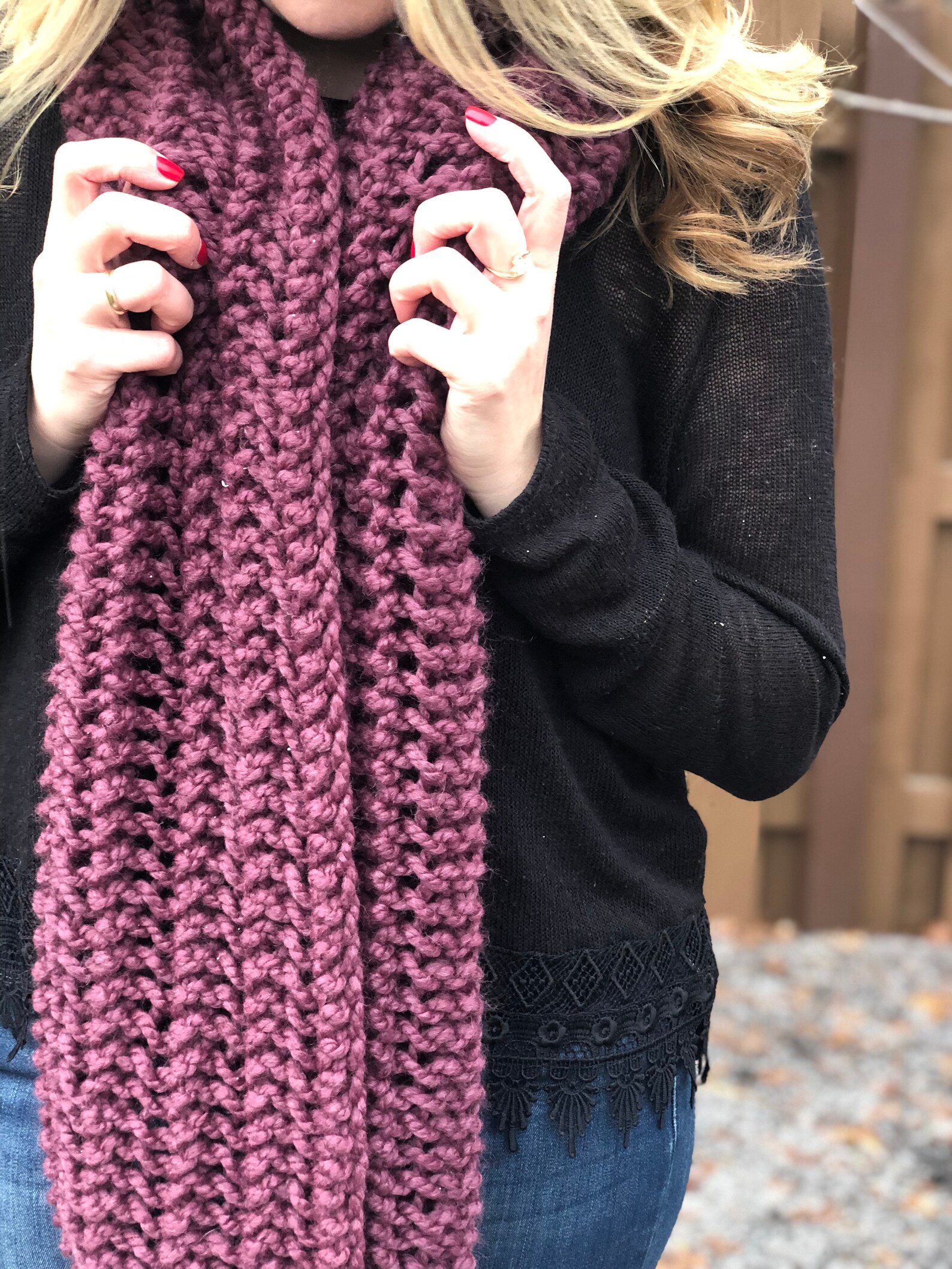 PATTERN Chunky Knit Scarf - Giant Scarf - Open Ended Scarf - Chunky ...