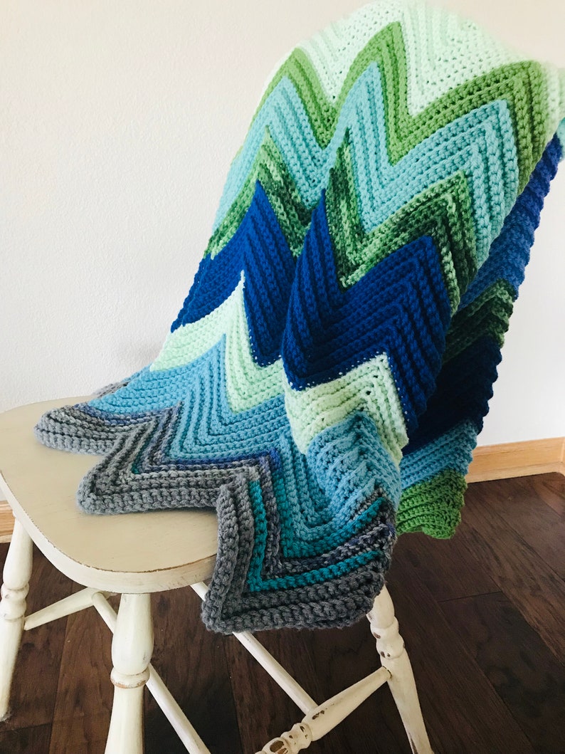 Crochet Pattern - Chevron Blanket Throw - THE SCRAPGHAN - Striped ...