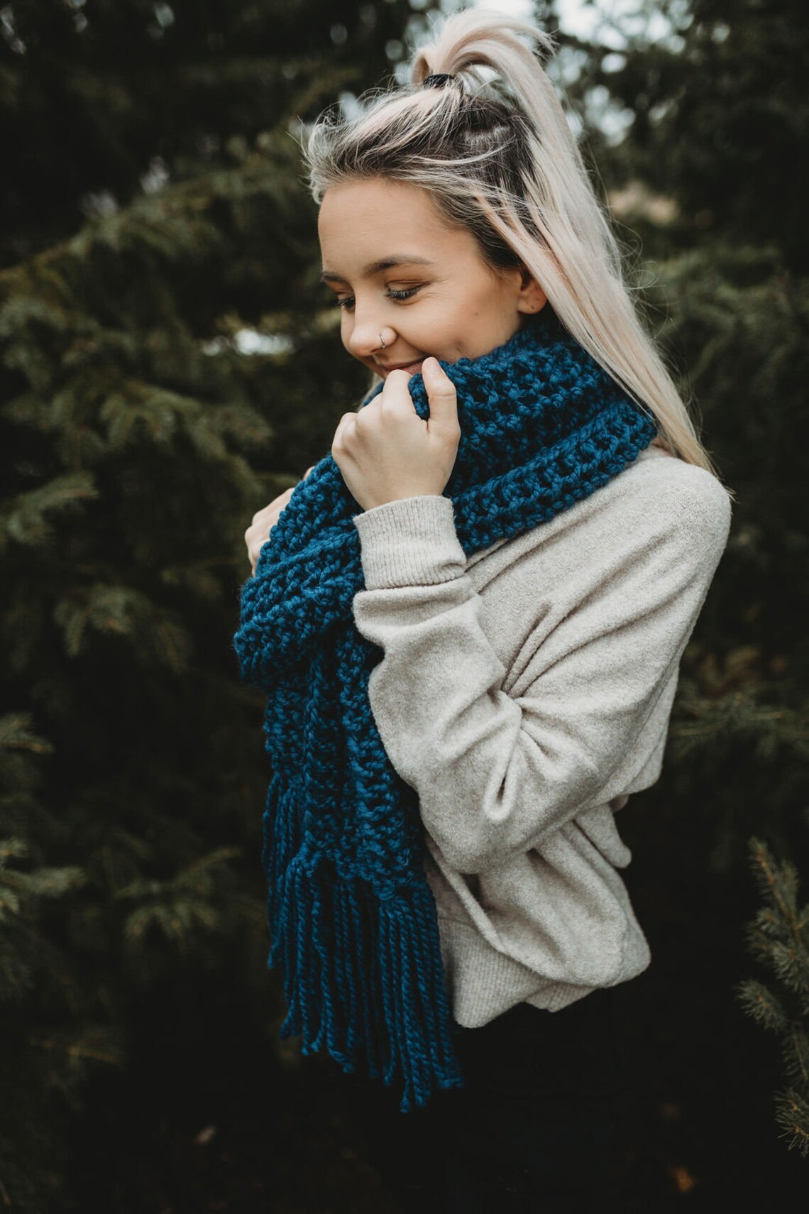 Chunky Knit Scarf Soft Giant Scarf Open Ended Scarf | Etsy