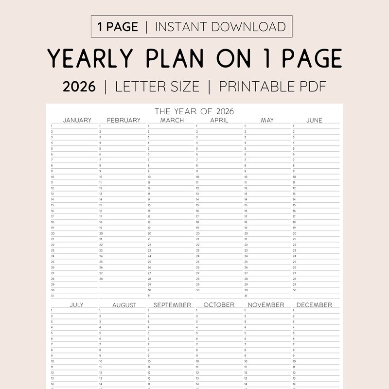 2025 Calendars One Page - Etsy