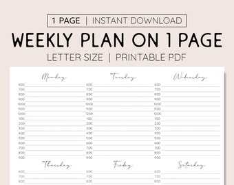 Week at A Glance Planner Printable, Instant Download PDF File, Pink ...