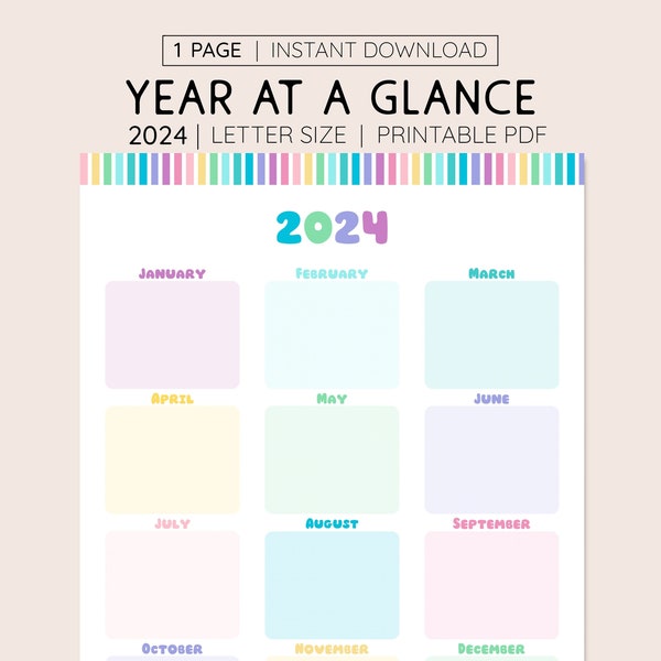 Colorful Calendar - Etsy