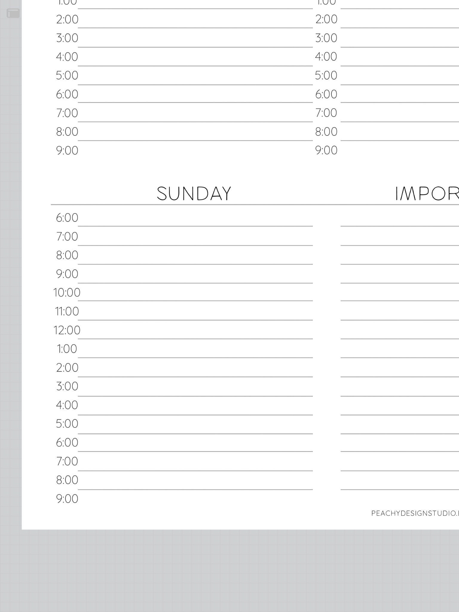 Week at A Glance, INSTANT DOWNLOAD, Weekly Overview, Printable Calendar ...