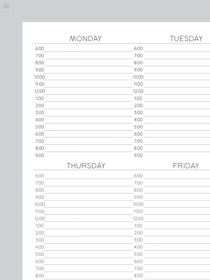 Week at A Glance, INSTANT DOWNLOAD, Weekly Overview, Printable Calendar ...