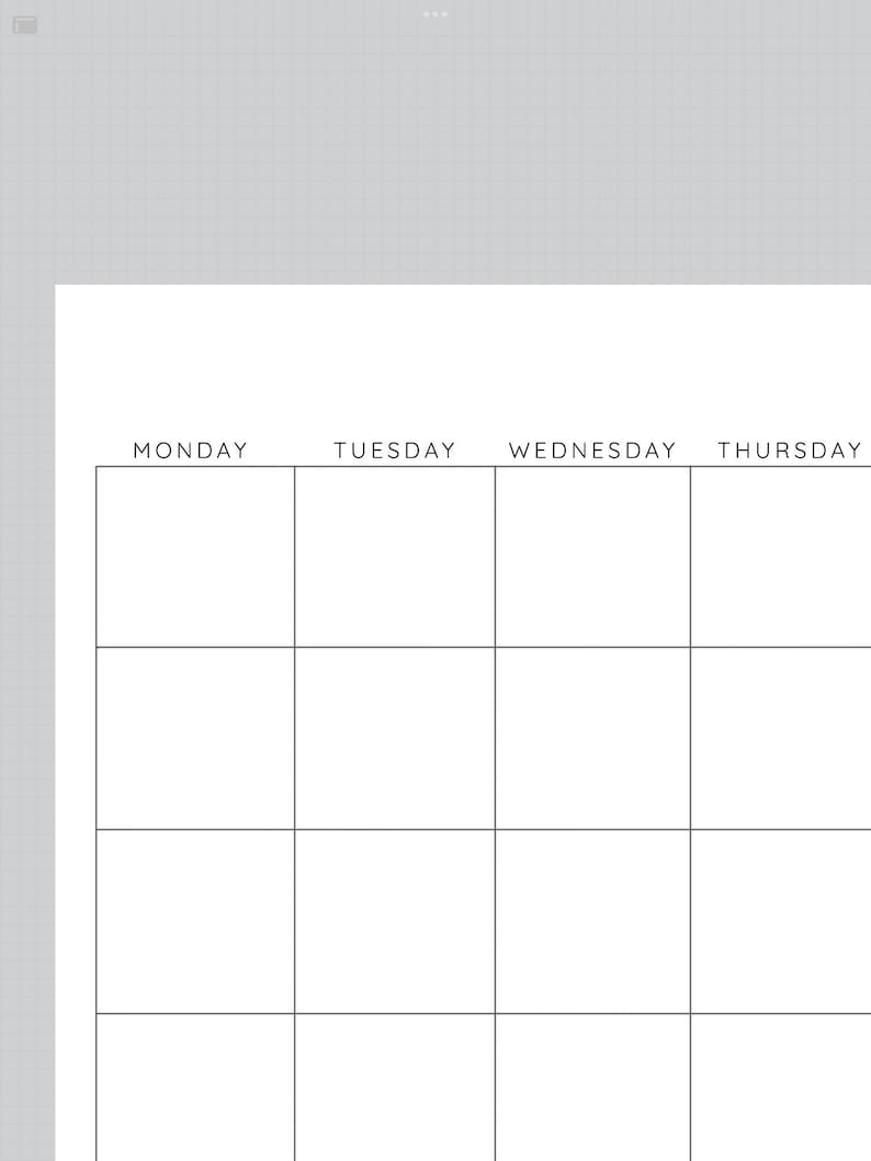 Undated Monthly Calendar: Minimalist Printable Planner (PDF Download ...