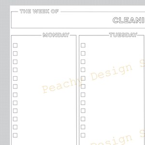 Printable Cleaning Chart, Weekly Chore Checklist, Adult Chore Chart ...