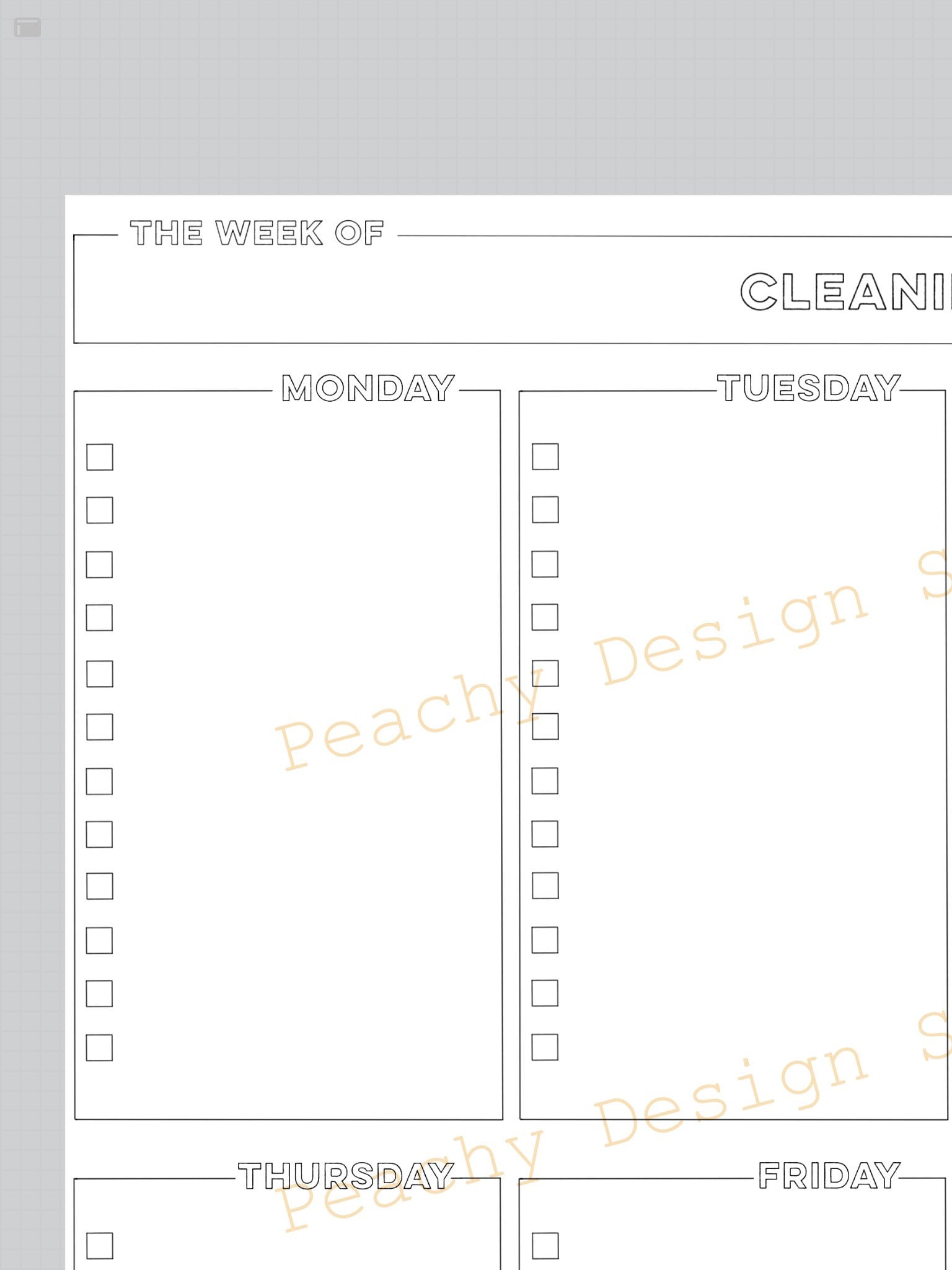 Printable Cleaning Chart, Weekly Chore Checklist, Adult Chore Chart ...