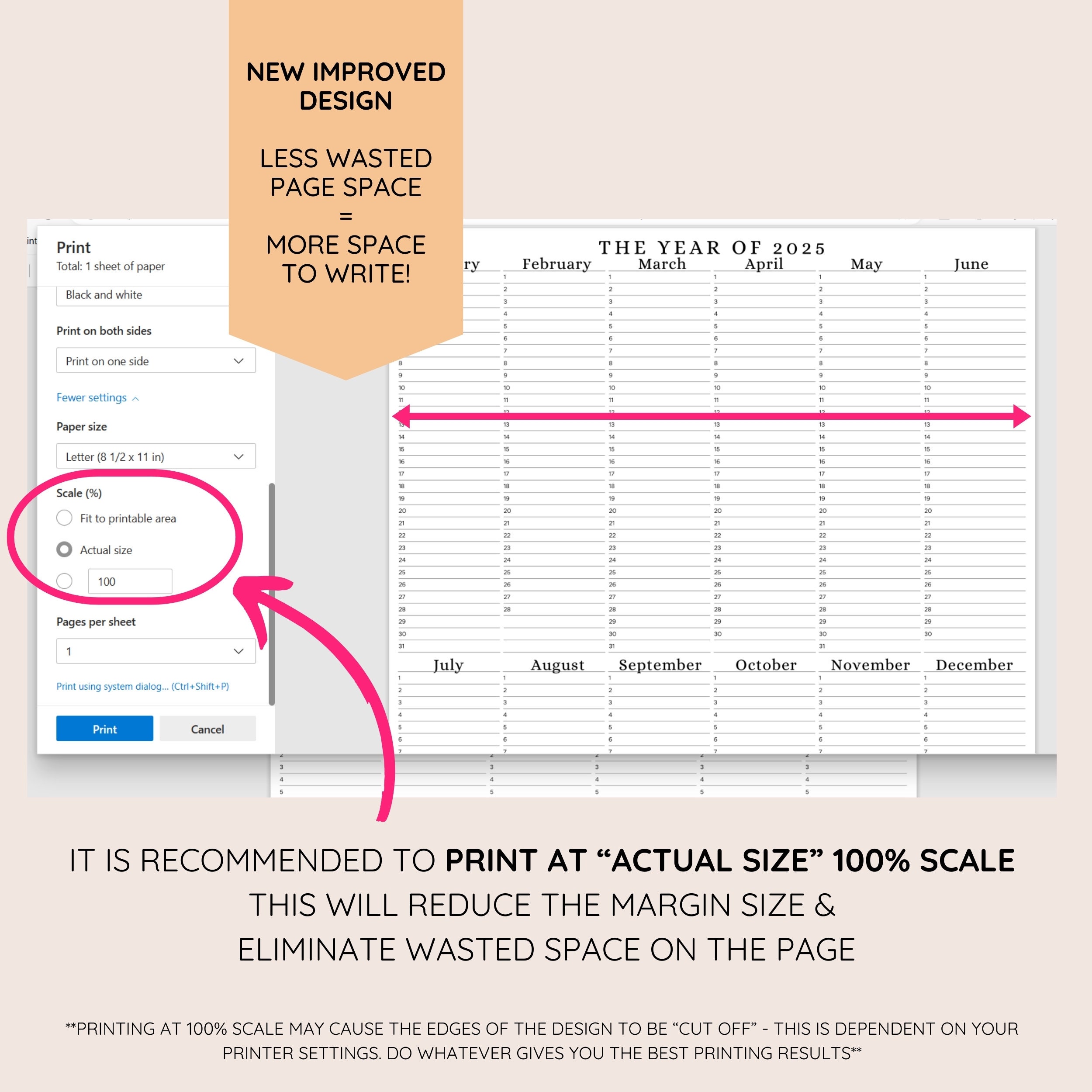 2025 Year at A Glance, INSTANT DOWNLOAD, Yearly Overview, Printable ...