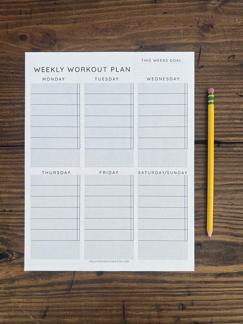 Weekly Workout Planner Printable: Fitness Tracker (digital Download) - Etsy