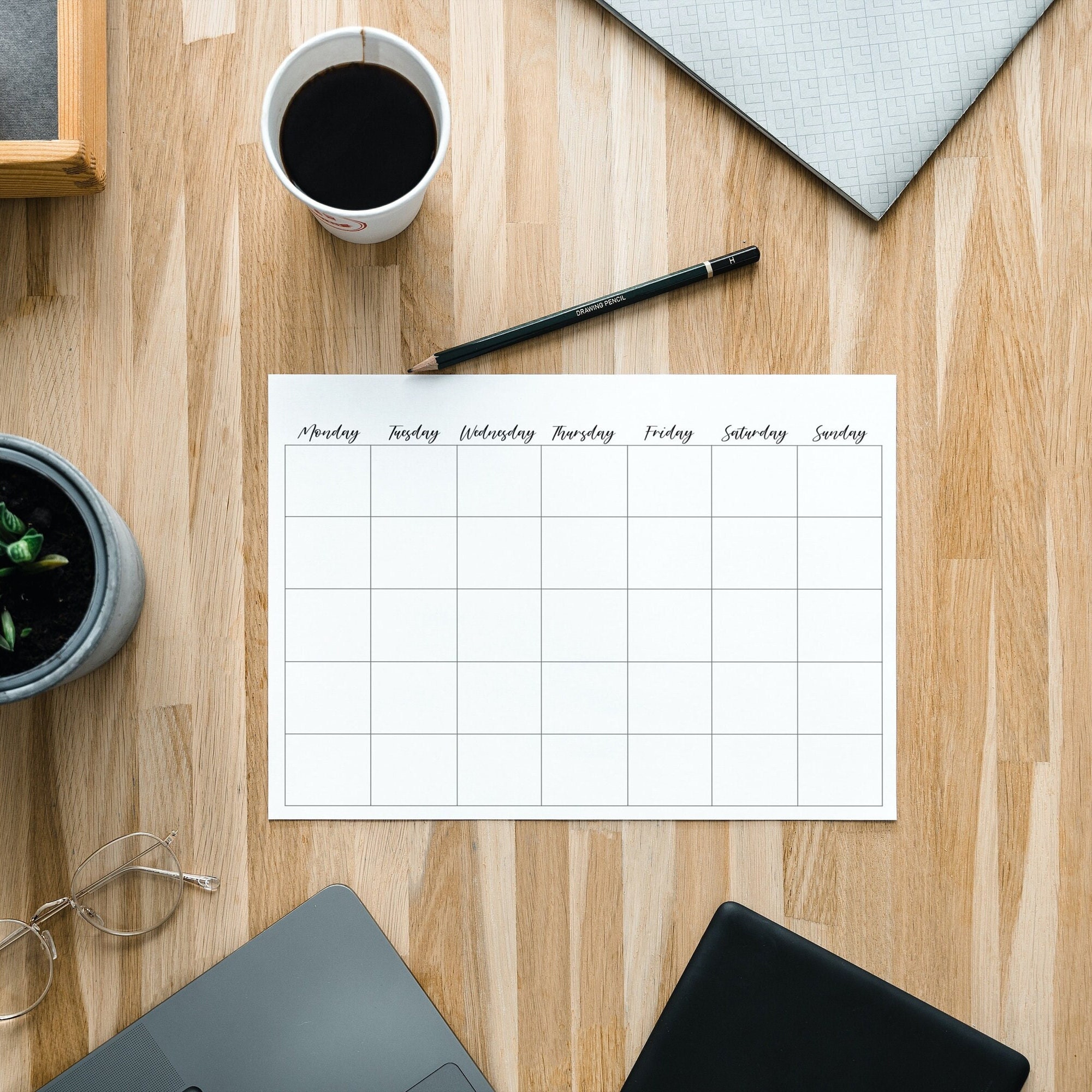 Any Month Calendar, INSTANT DOWNLOAD, 2023 Undated Blank Monthly View ...