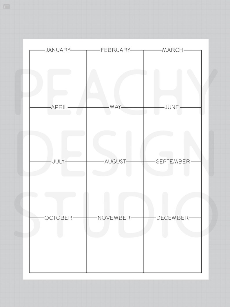 Any Year at A Glance INSTANT DOWNLOAD Printable Yearly - Etsy