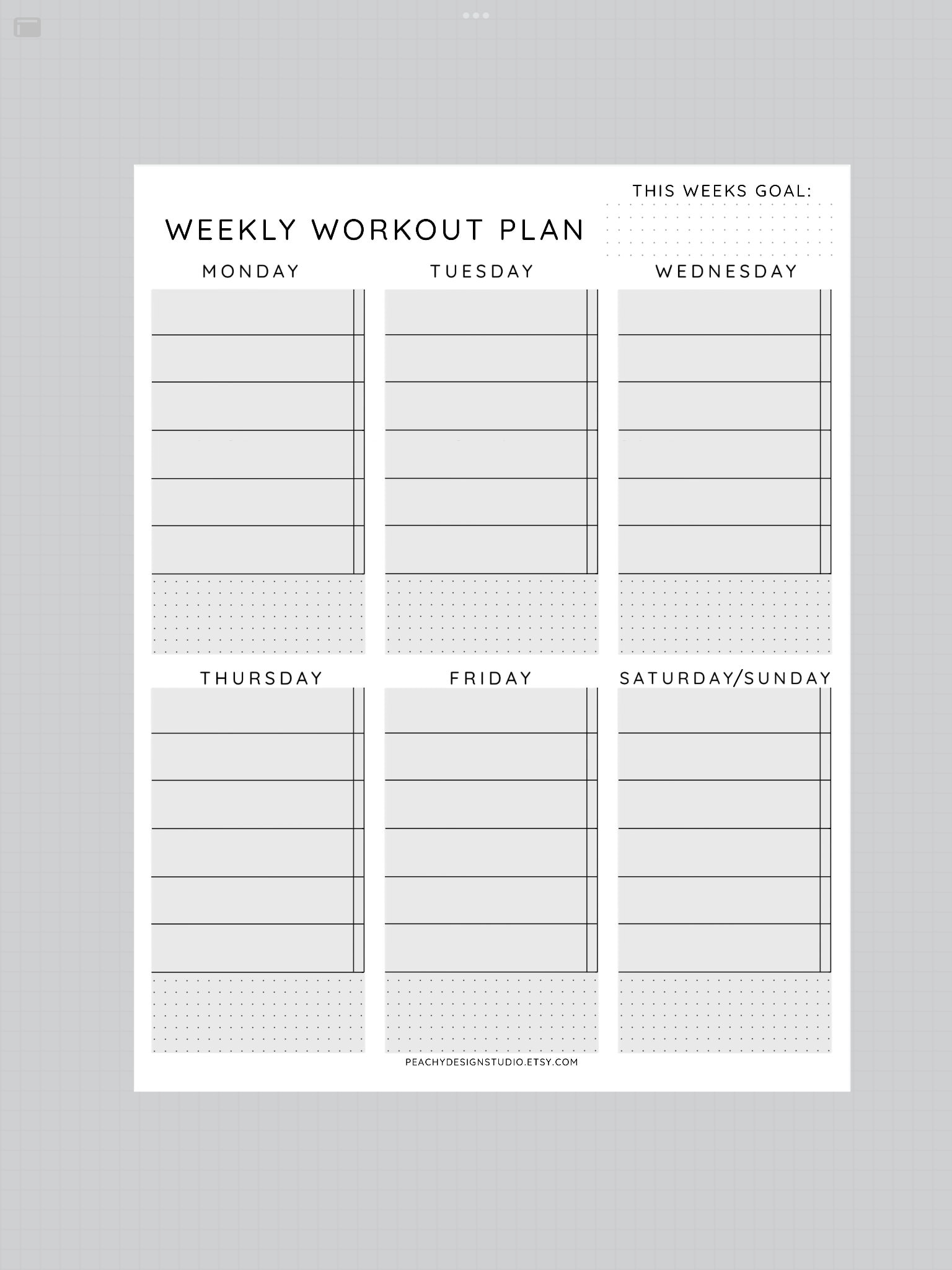 Weekly Workout Planner Printable: Fitness Tracker (digital Download) - Etsy