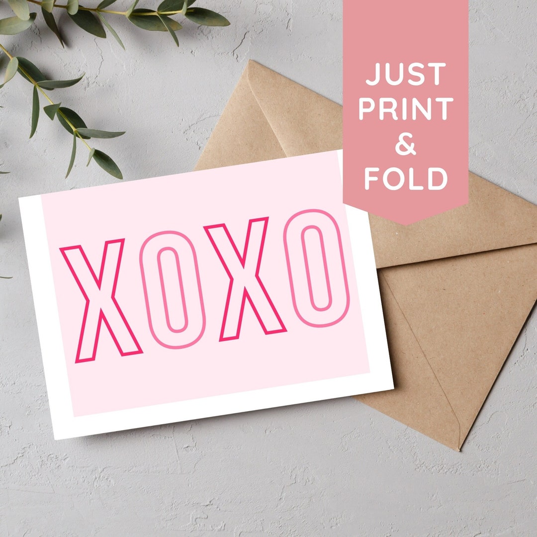 PRINTABLE Blank Valentines Day Greeting Card | XOXO Blank Card | Print ...
