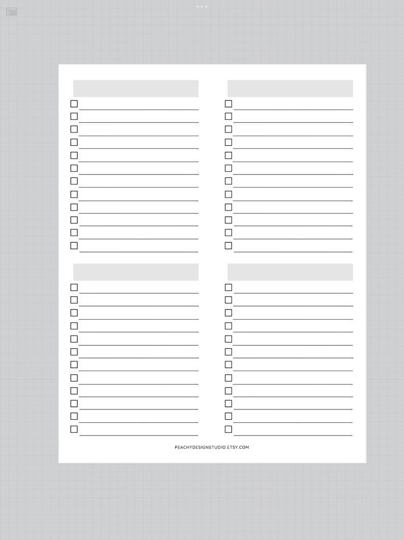 Blank Checklist Printable: Task Organizer (PDF) - Etsy