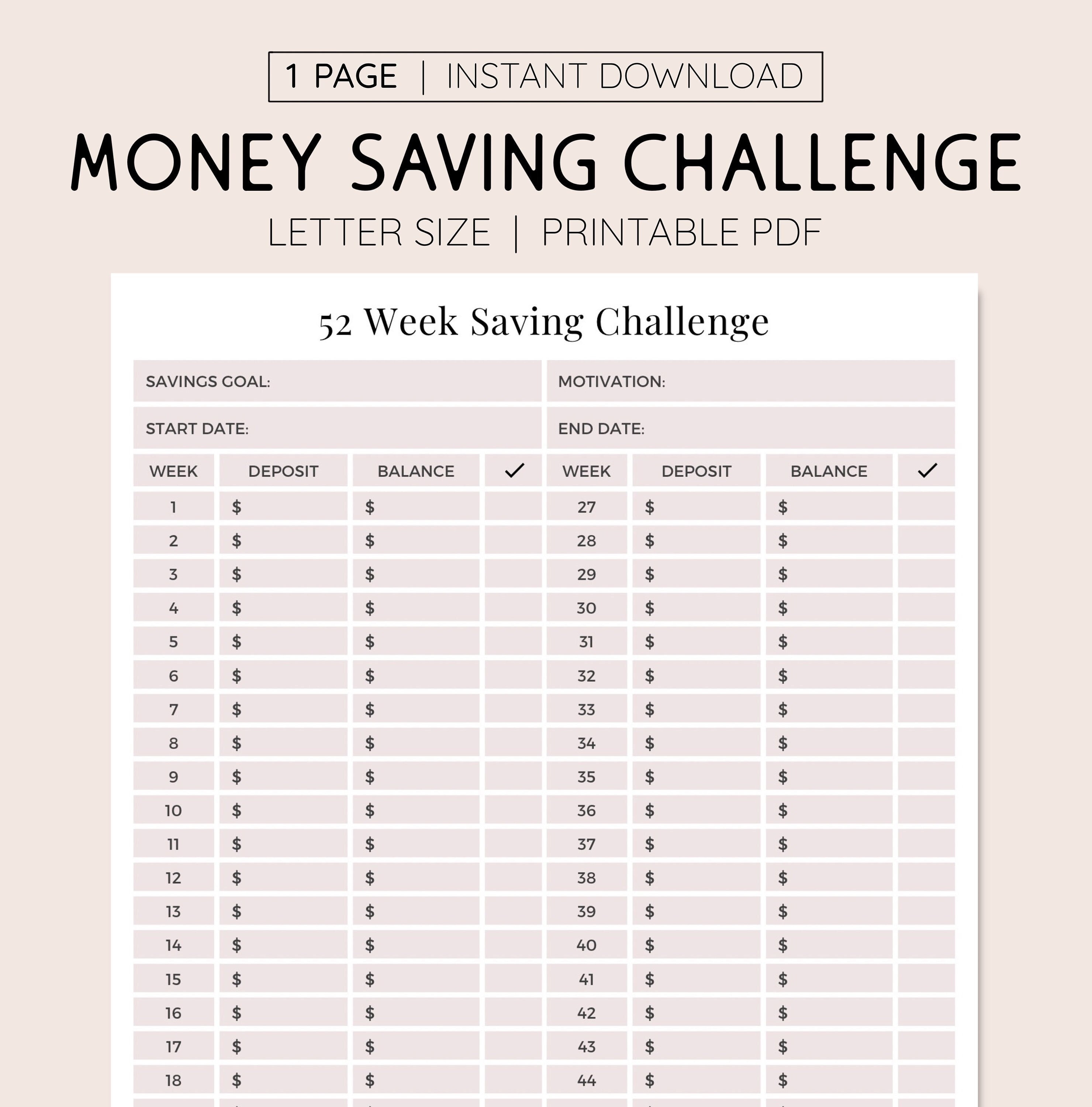 Print Blank Money Saving Chart