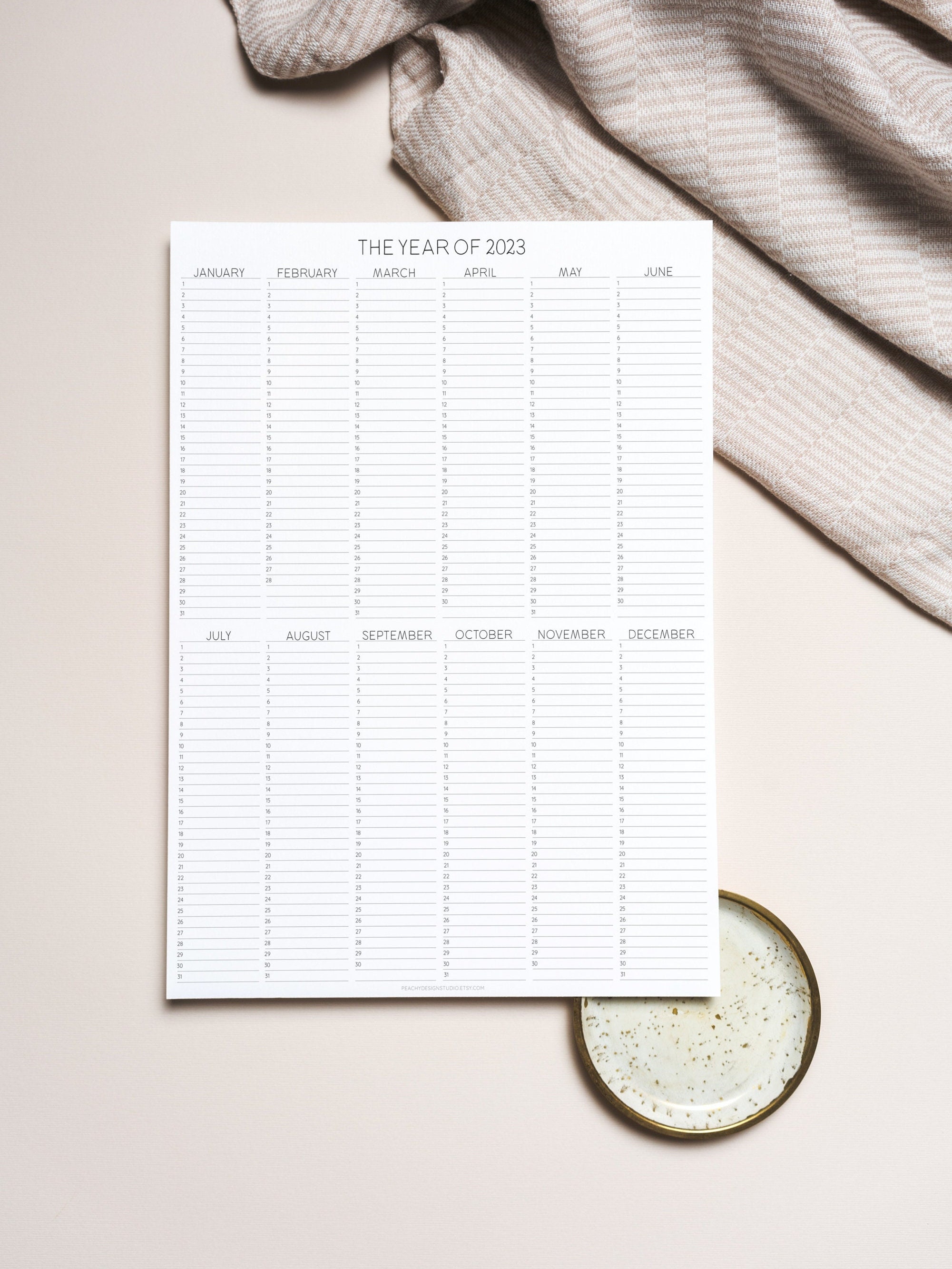 2023 Year at A Glance, INSTANT DOWNLOAD, Yearly Overview, Printable ...