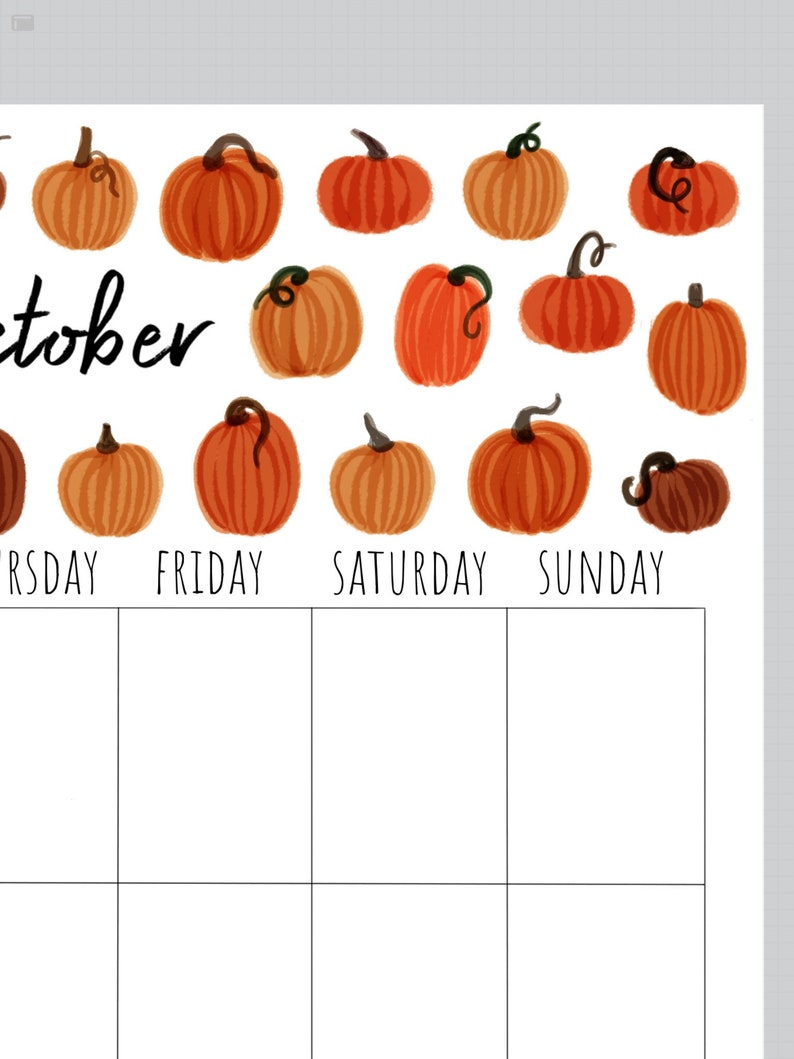 October Monthly Calendar, INSTANT DOWNLOAD, Monlyly Agenda, Monthly ...