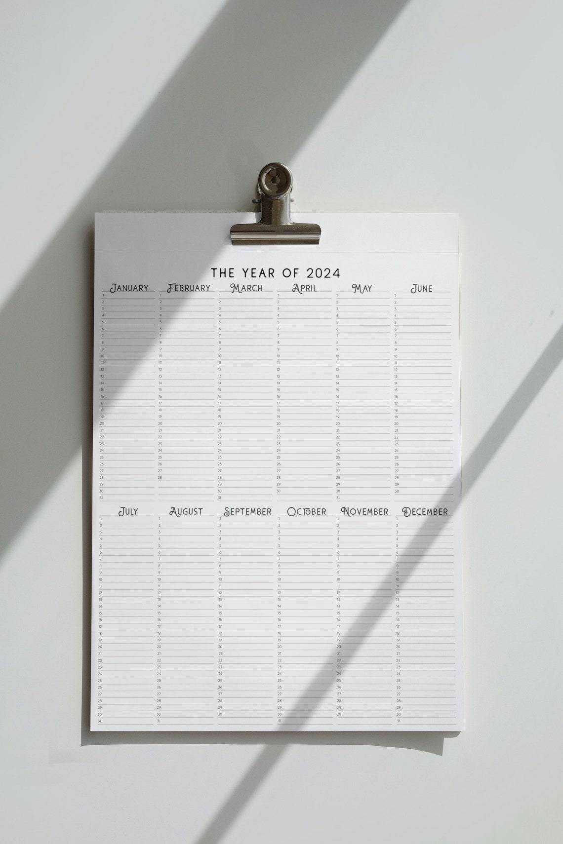 2024 Year at A Glance INSTANT DOWNLOAD Yearly Overview - Etsy