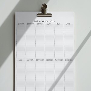 2024 Year at A Glance INSTANT DOWNLOAD Yearly Overview - Etsy