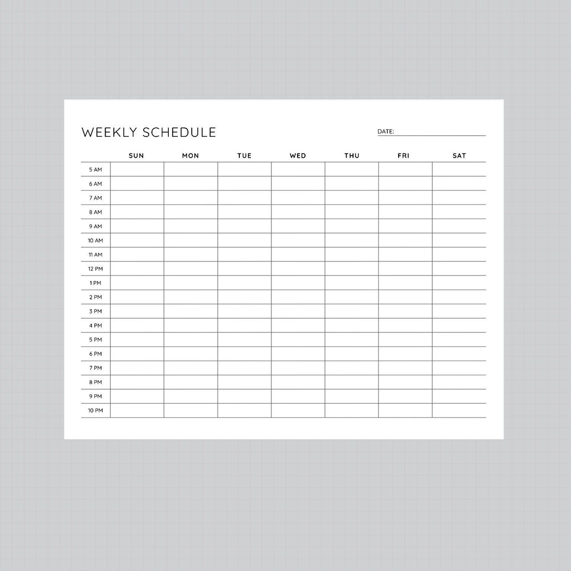 Weekly Schedule Printable, INSTANT DOWNLOAD, Hourly Planner, Weekly to ...