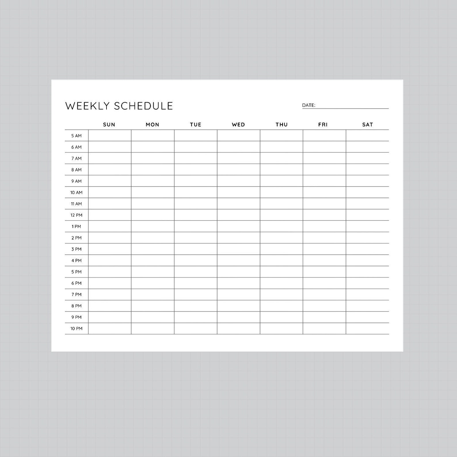 Weekly Schedule Printable, INSTANT DOWNLOAD, Hourly Planner, Weekly to ...