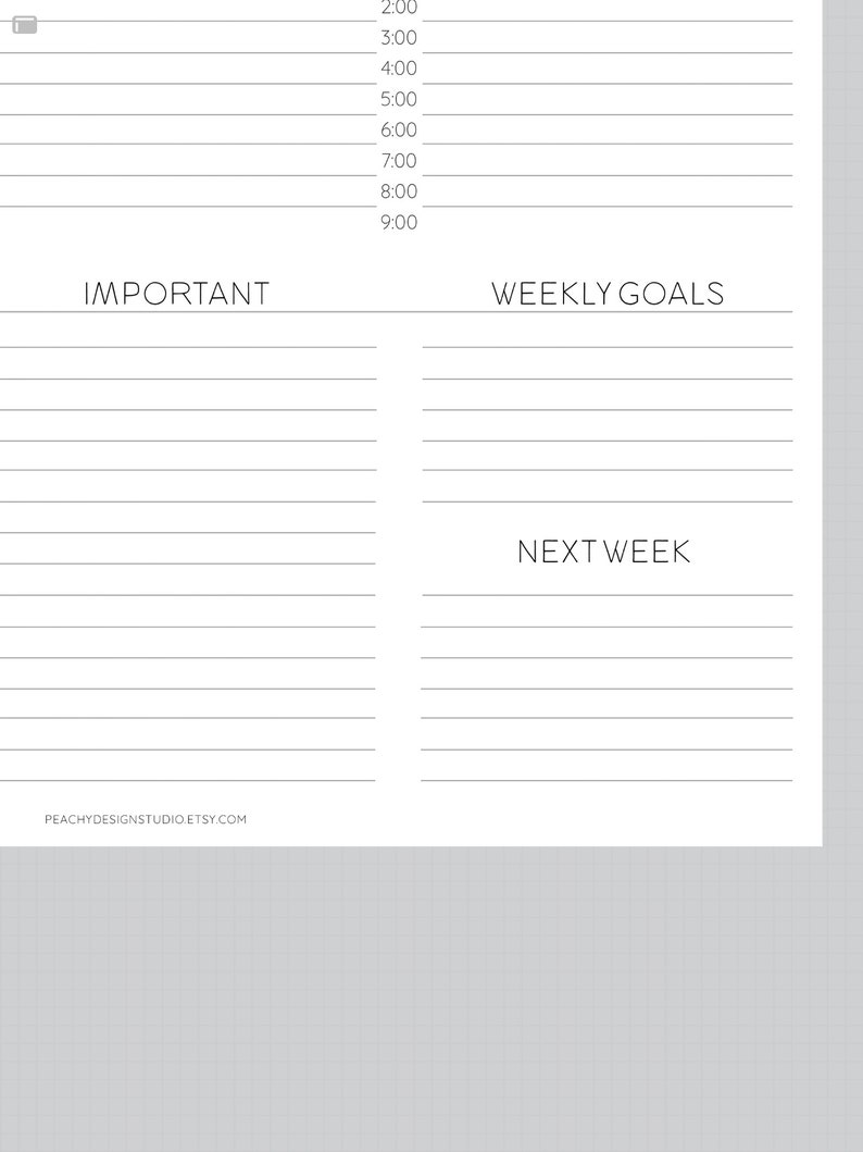 Week at A Glance, INSTANT DOWNLOAD, Weekly Overview, Printable Calendar ...