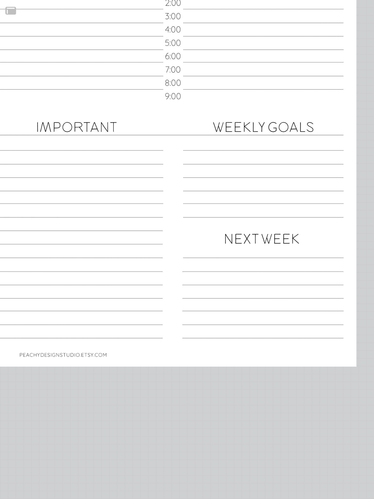 Week at A Glance, INSTANT DOWNLOAD, Weekly Overview, Printable Calendar ...