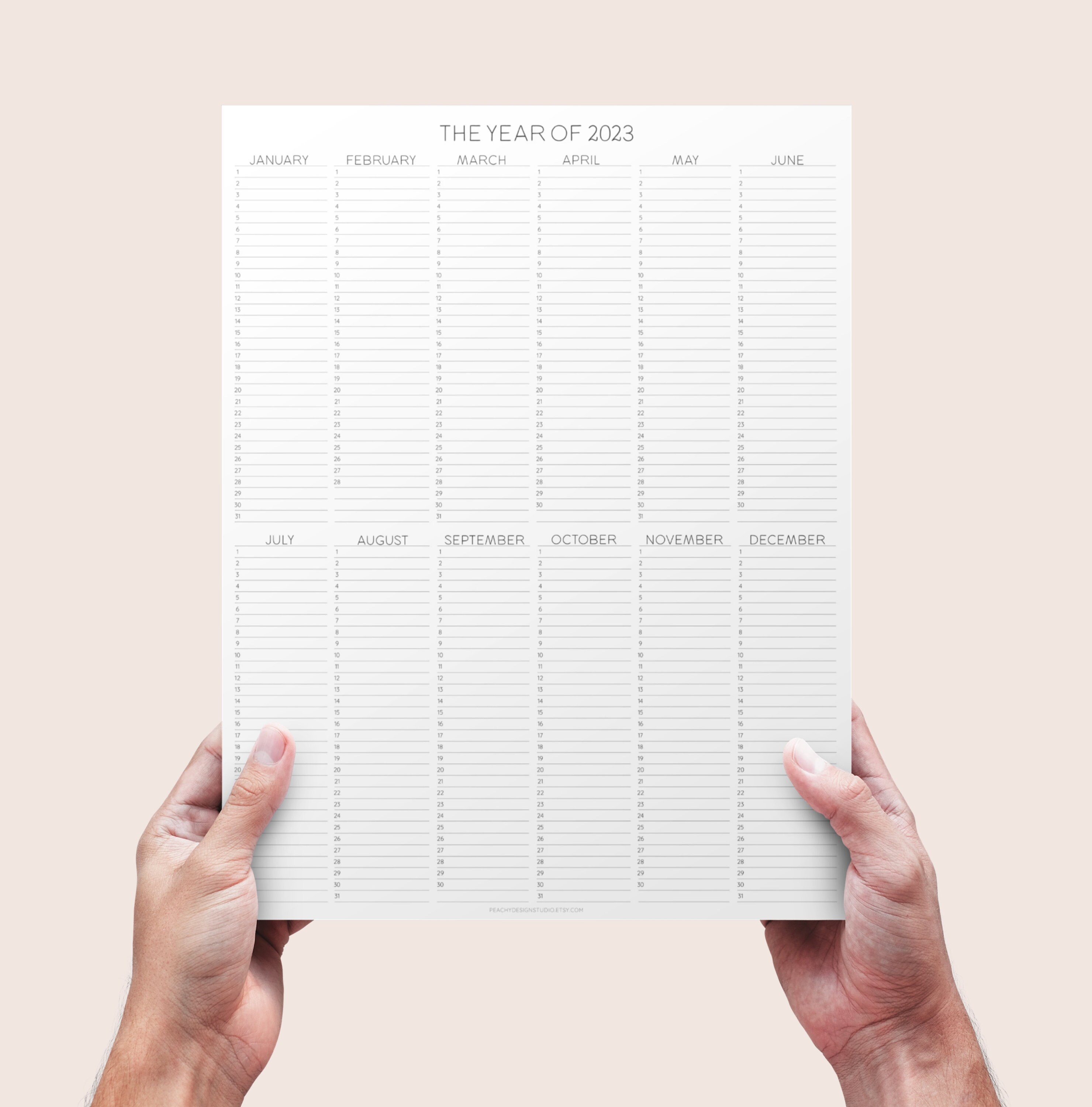 2023 Year at A Glance, INSTANT DOWNLOAD, Yearly Overview, Printable ...