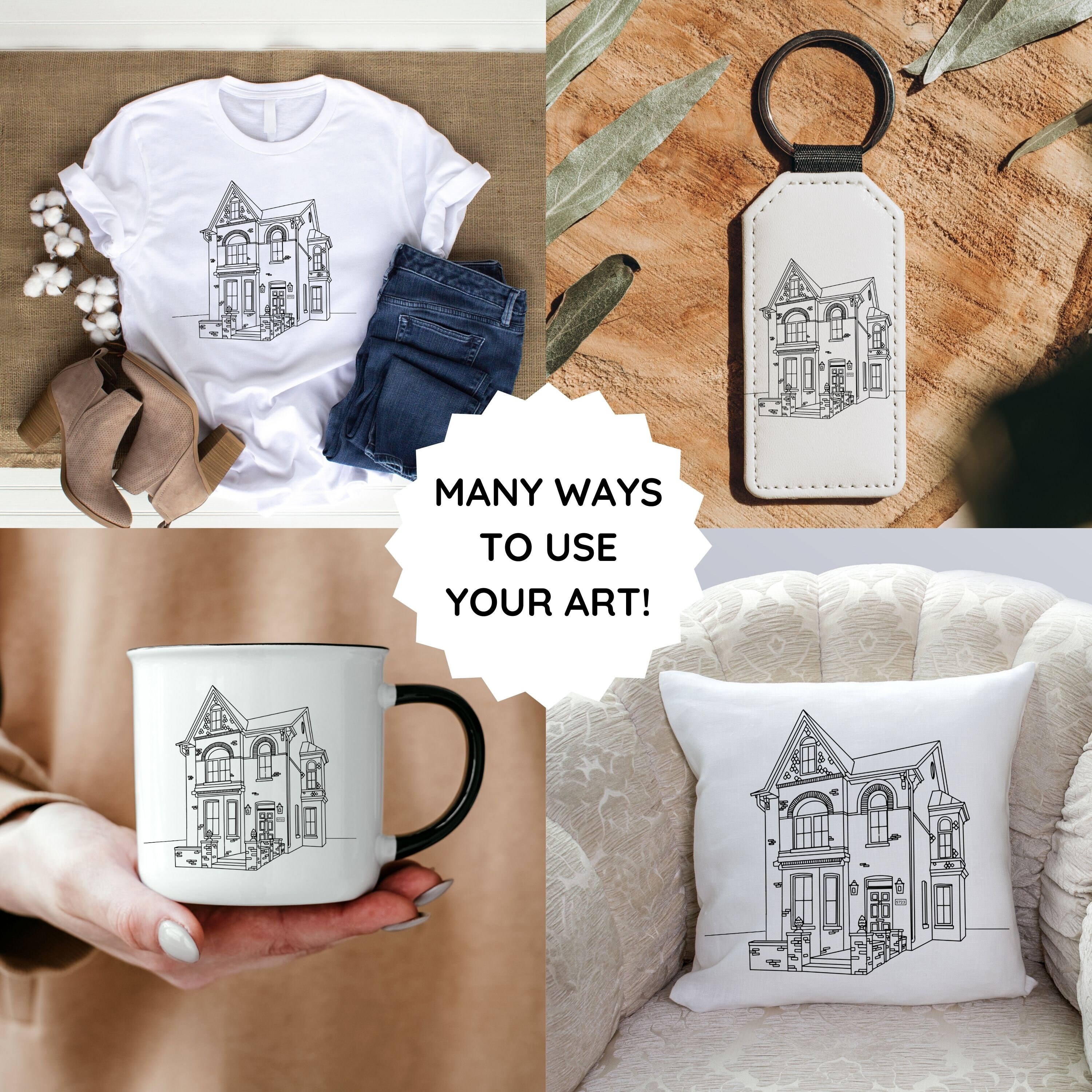 Custom House Drawing, Minimalist Home Portrait, Digital Download ...