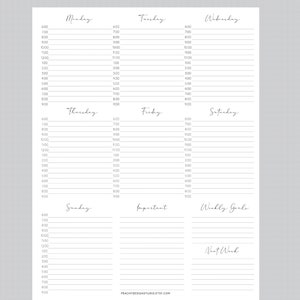 Week at A Glance, INSTANT DOWNLOAD, Weekly Overview, Printable Calendar ...