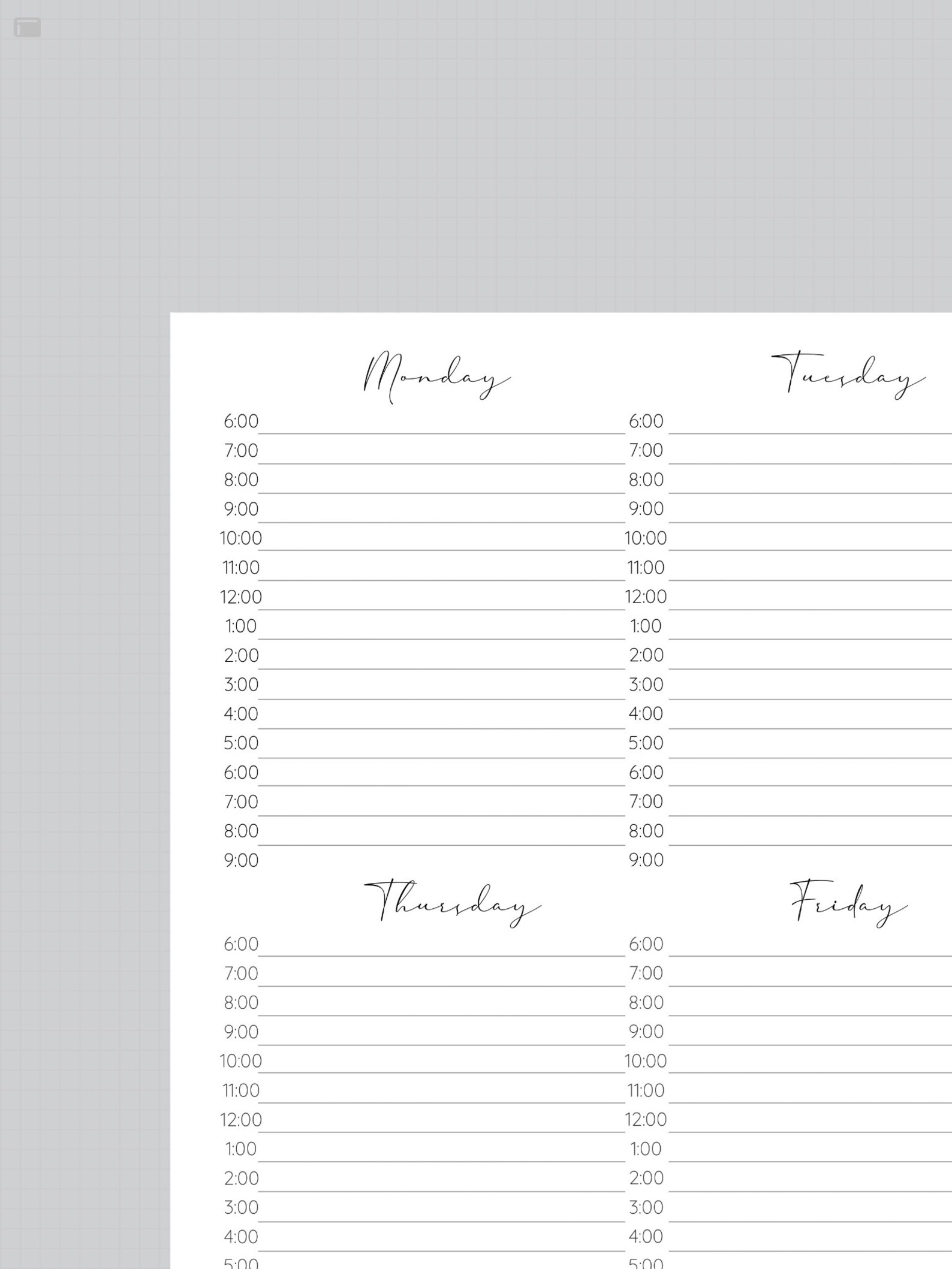 Week at A Glance, INSTANT DOWNLOAD, Weekly Overview, Printable Calendar ...