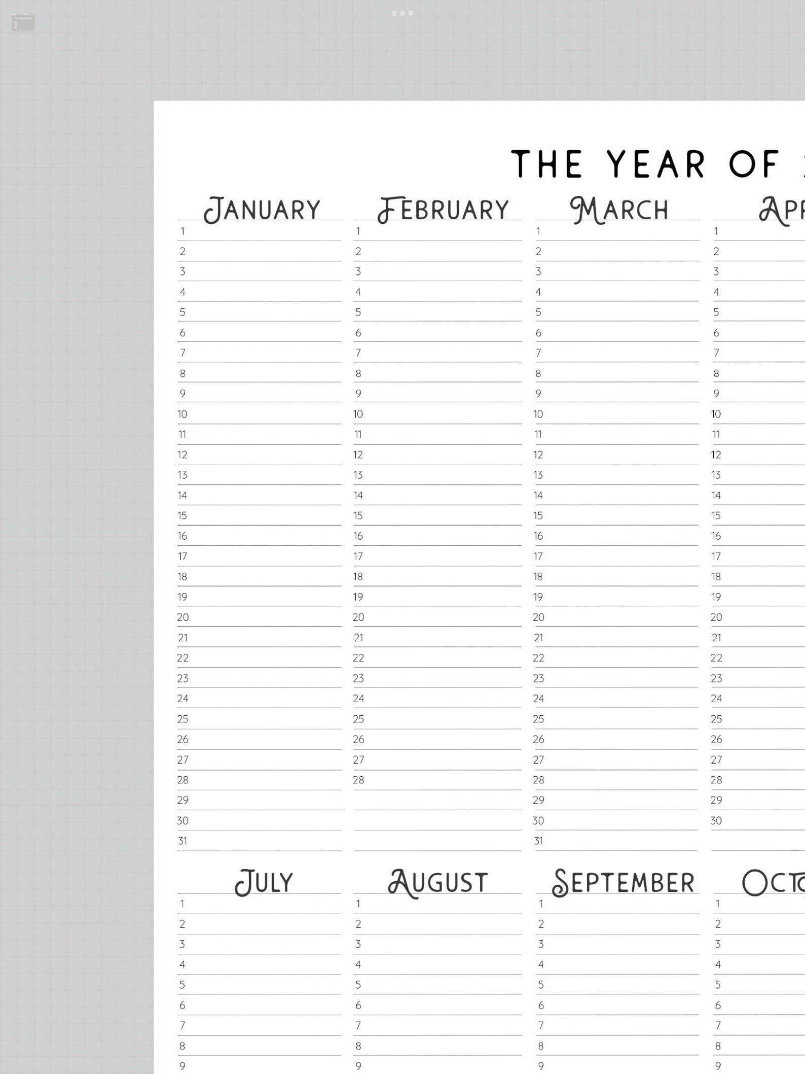 2024 Year at A Glance INSTANT DOWNLOAD Yearly Overview - Etsy