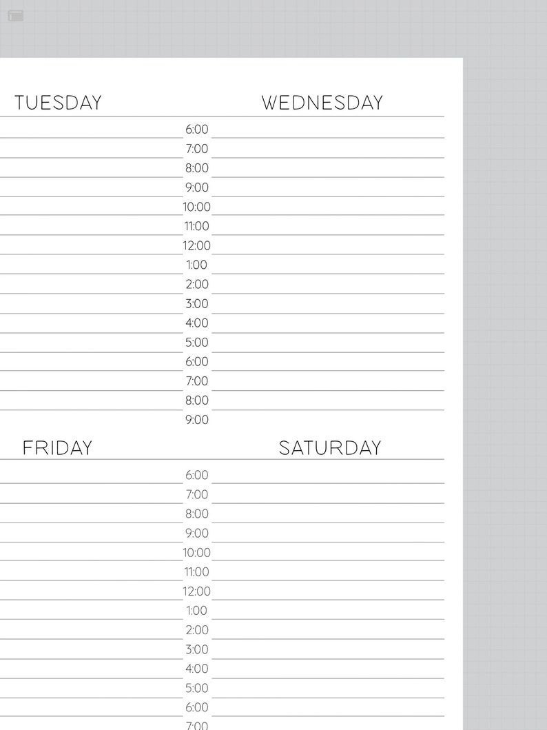 Week at A Glance, INSTANT DOWNLOAD, Weekly Overview, Printable Calendar ...