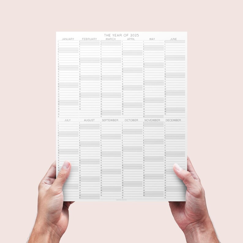2025 Year at A Glance Planner With Highlighted Weekends, INSTANT ...