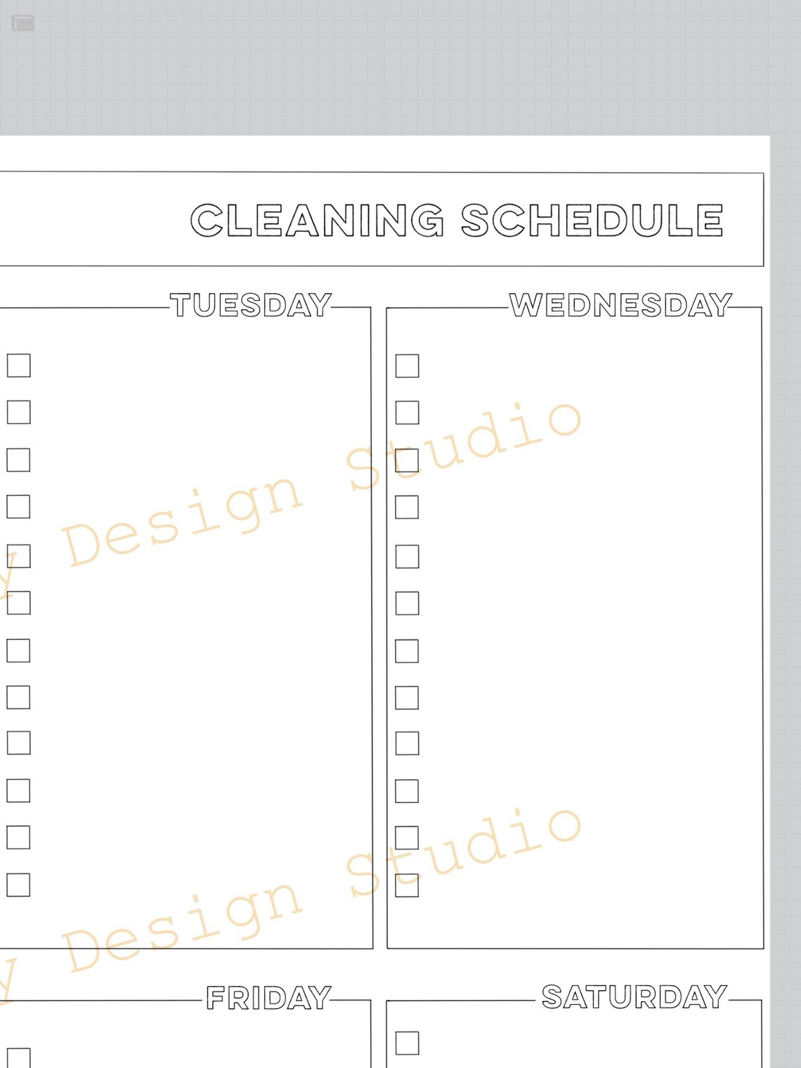 Printable Cleaning Chart, Weekly Chore Checklist, Adult Chore Chart ...
