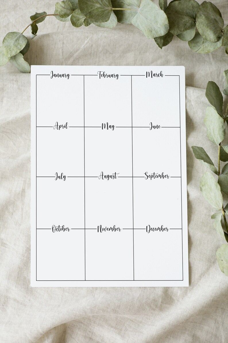 Any Year at A Glance INSTANT DOWNLOAD Printable Yearly - Etsy