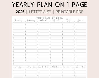 2025-2026 Year At-a-glance Calendar: Minimalist Printable (PDF) - Etsy